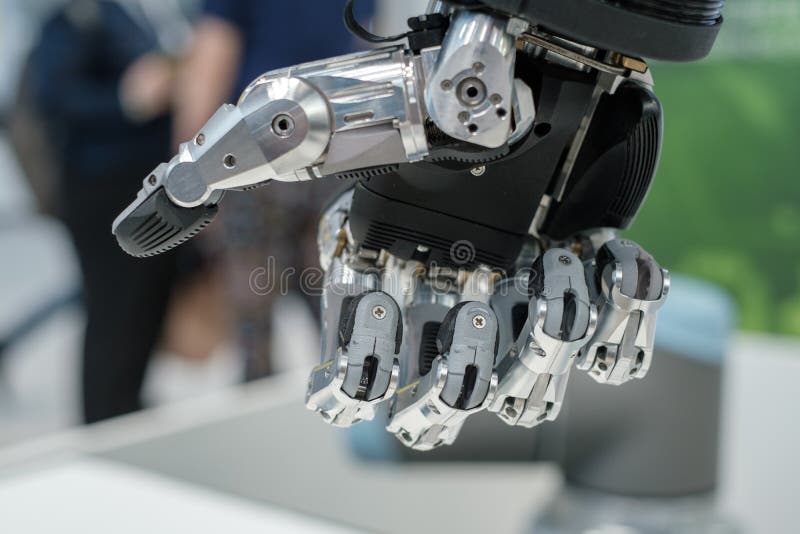 Robot hand macro close up stock photo. Image of production - 147529796