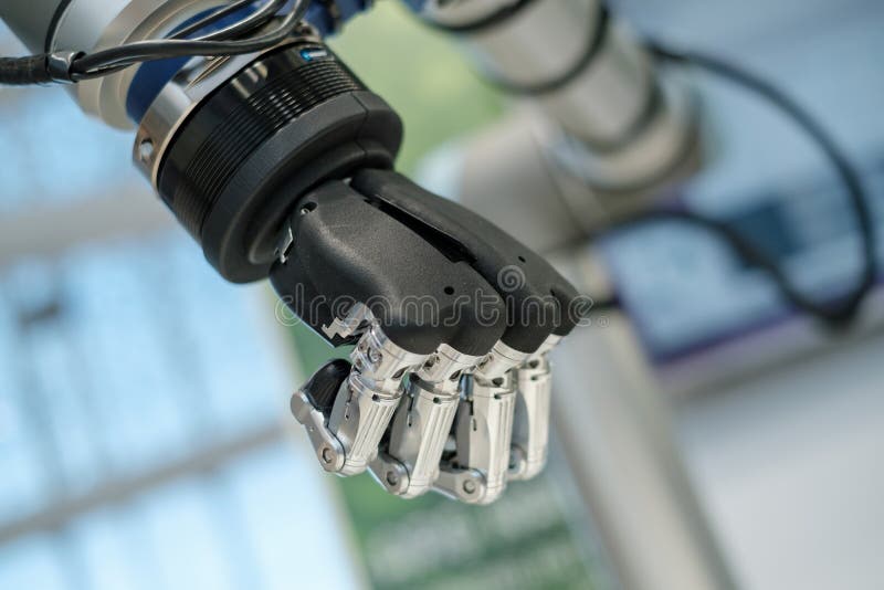 Robot hand macro close up stock photo. Image of production - 147530012