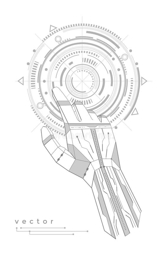 Robot Hand. Mechanical Engineering Background .Technical Drawing of ...