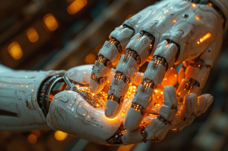 A Robot Hand with Mechanical Fingers. 3d Illustration Stock ...