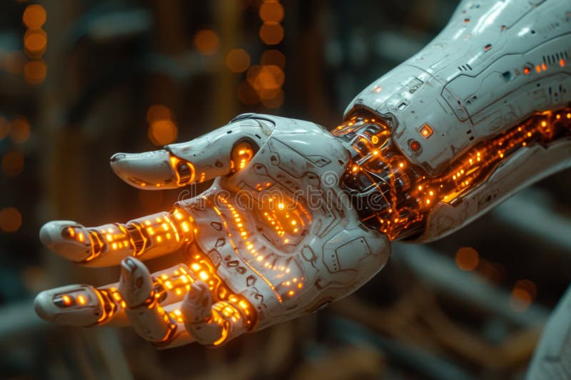 A Robot Hand with Mechanical Fingers. 3d Illustration Stock ...