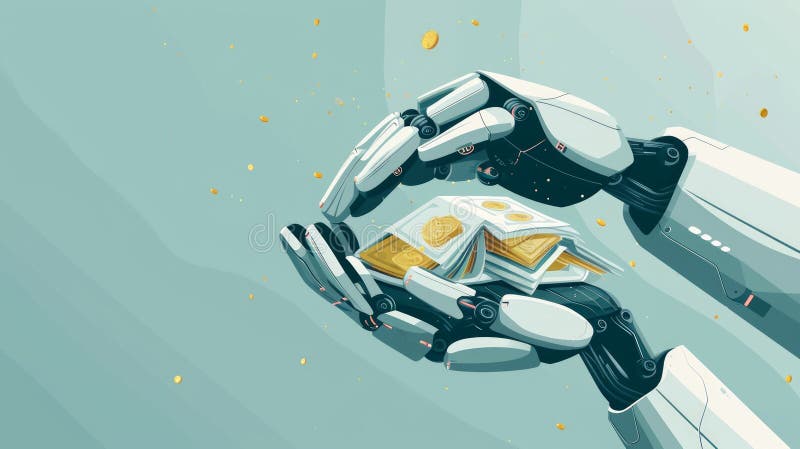 Robot Hand with Money. Illustration of a Robotic Hand Stock ...