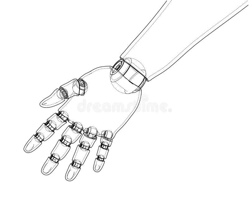 Robot Hand Outline. 3D Illustration Stock Illustration - Illustration ...