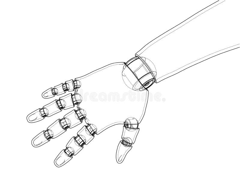 Robot Hand Outline. Vector Rendering of 3d Stock Vector - Illustration ...