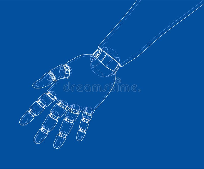 Robot Hand Outline. Vector Rendering of 3d Stock Vector - Illustration ...
