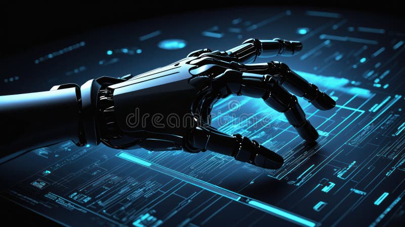 Robot Hand Over Technological Flowcharts Stock Illustration ...