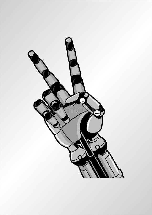 Robot Hand Peace Illustration Vector Art Stock Image - Illustration of ...
