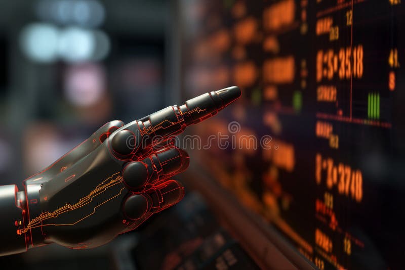 Robot Hand Point To Trade Chart Stock Illustration - Illustration of ...