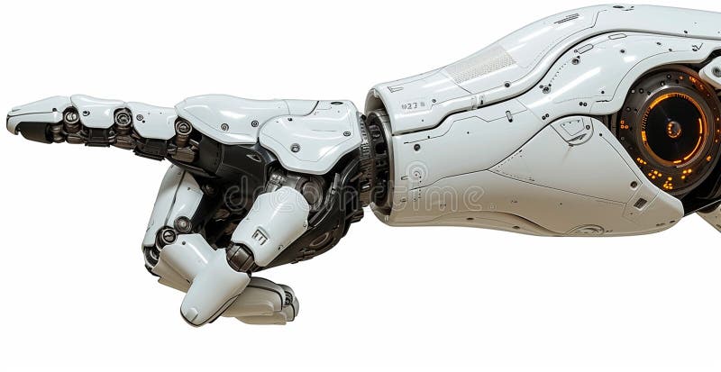 Robot Hand Pointing Finger, Gesture Isolated on White Background ...