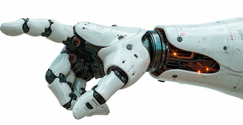 Robot Hand Pointing Finger, Gesture Isolated on White Background ...