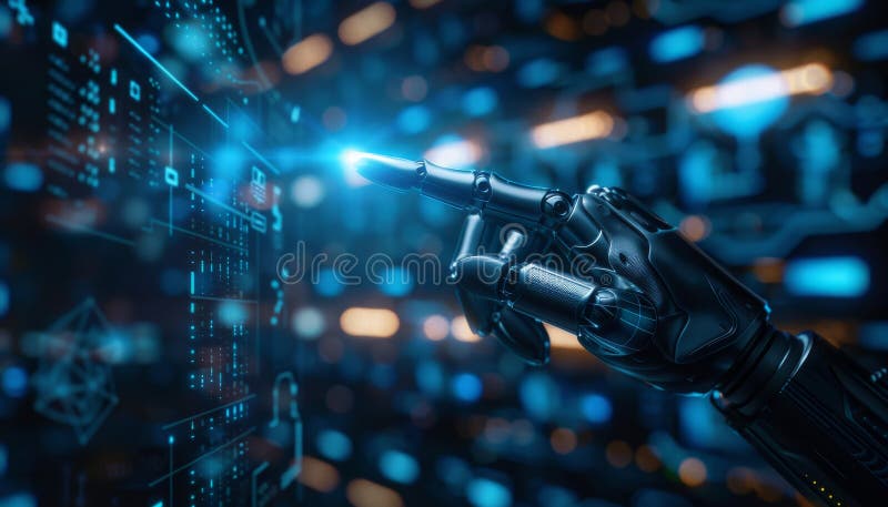 A Robot with a Blue Eye Pointing To the Right by AI Generated Image ...