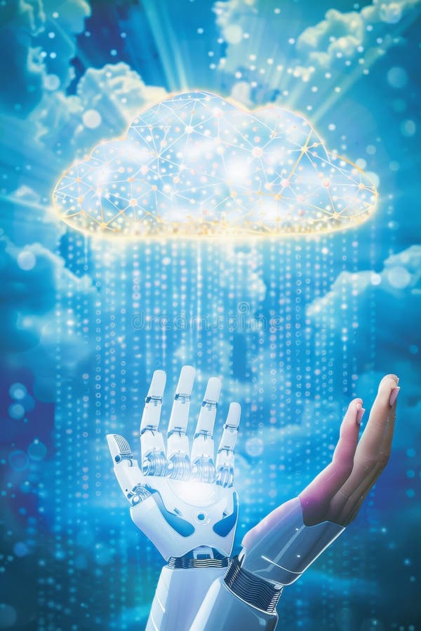 Robot Hand Reaching for AI Cloud Computing Technology, Digital Transformation Innovation Stock ...