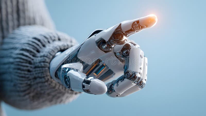 Robot Hand Reaching Forward with Glowing Fingertip Close Up Innovative ...