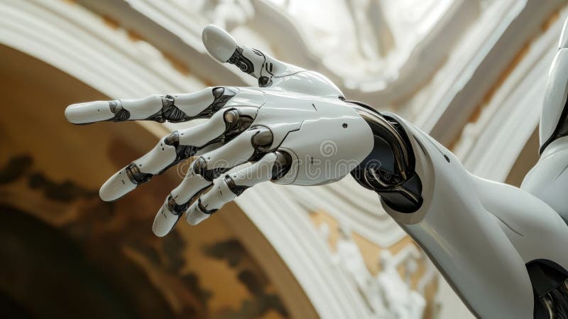 A Robot Hand Reaching Out of a Building Stock Illustration ...