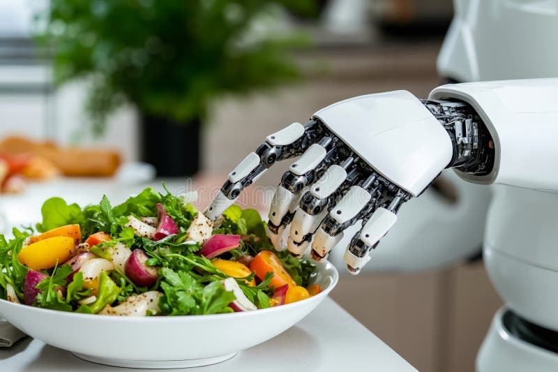 Robot Hand Reaching Salad Bowl Stock Photos - Free & Royalty-Free Stock ...