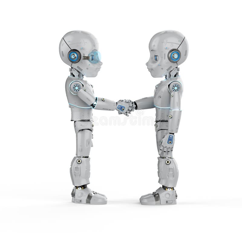 Robot hand shake stock illustration. Illustration of contract - 214522074