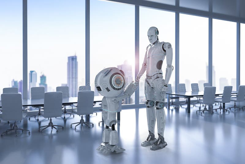 Mini robot think stock illustration. Illustration of adorable - 127432654