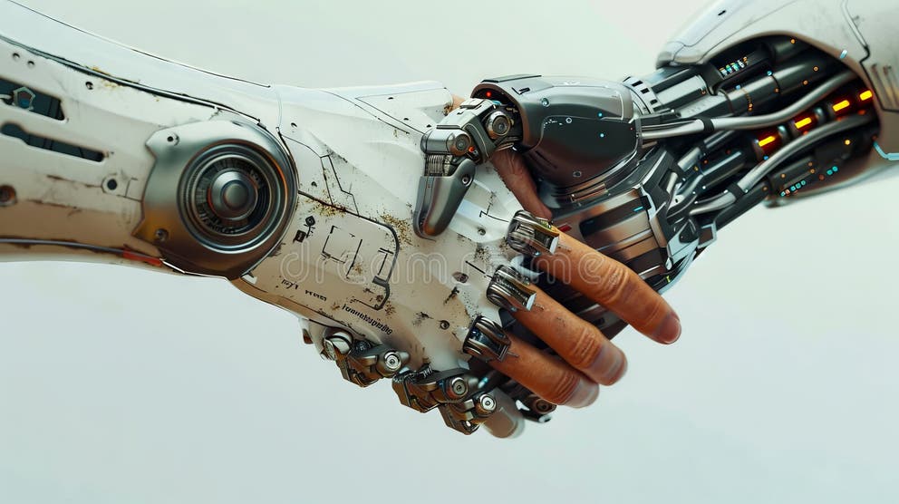 A Robot Hand Shaking Hands with Another Robot Stock Photo - Image of ...