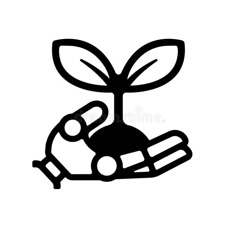 Robot Hand and Sprout Vector Icon Illustration Stock Vector ...
