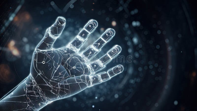 Robot Hand Technology Concept with Shiny Electronic Connections ...