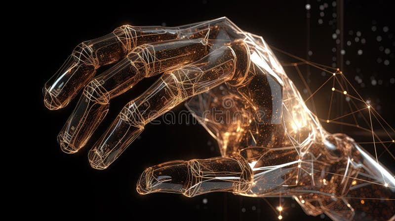 Robot Hand Technology Concept with Shiny Electronic Connections ...