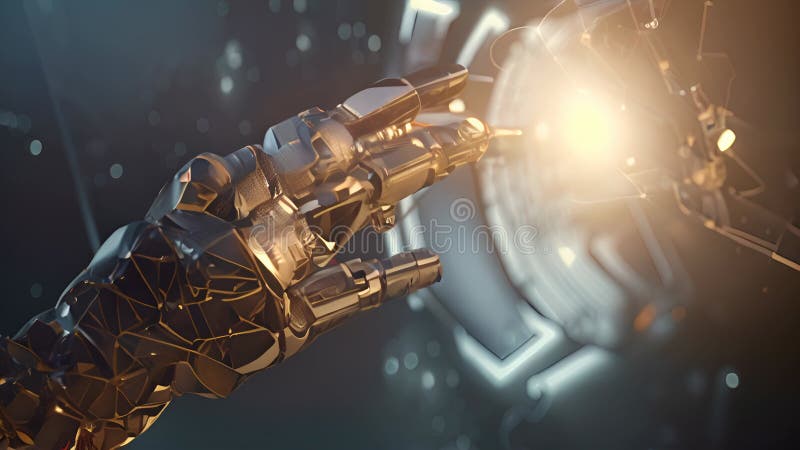 Robot Hand Technology Concept with Shiny Electronic Connections ...
