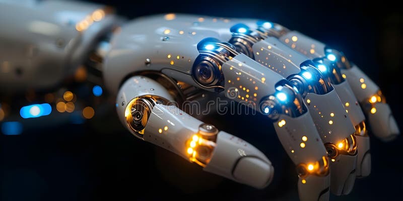 Robot Hand Touching Digital Network Connection Technology Innovation ...