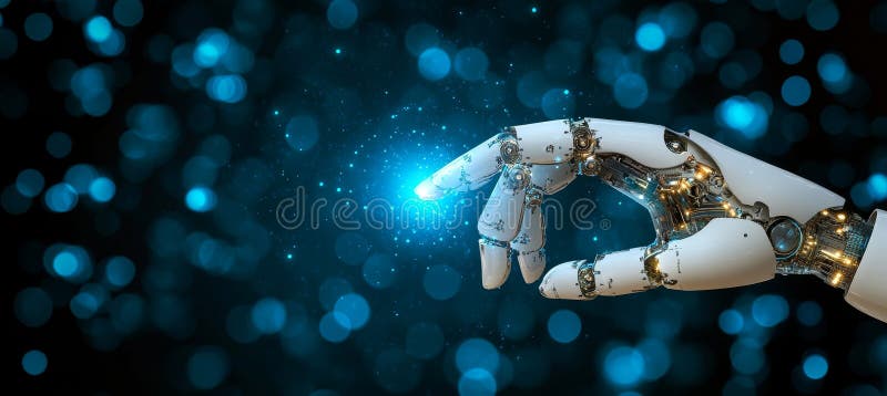 Robot Hand Touching Light Particles, Artificial Intelligence and ...