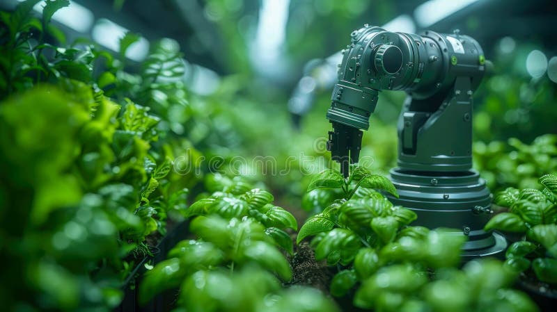 Robot Hand Touching Plant in the Garden, Artificial Intelligence ...
