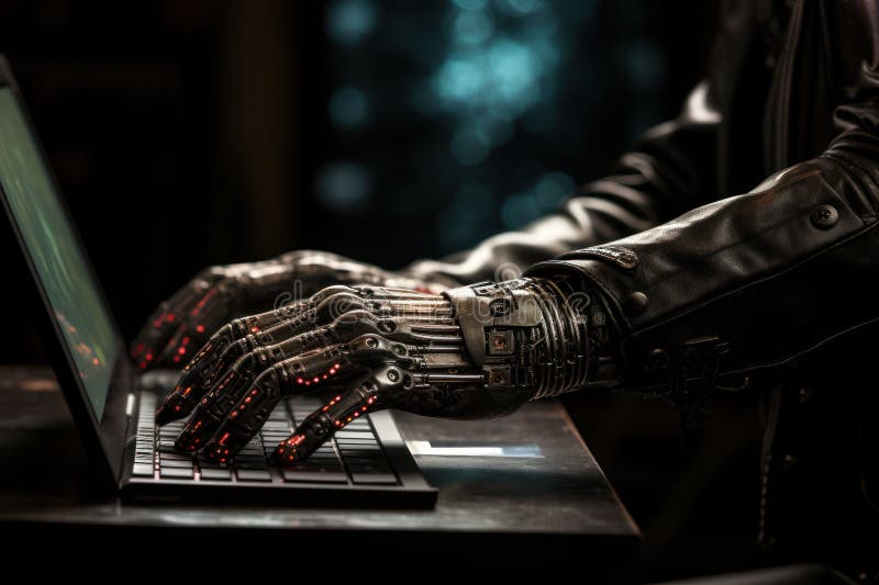 Robot Hand Typing on the Computer. Generative AI Stock Photo - Image of industry, typing: 290400564