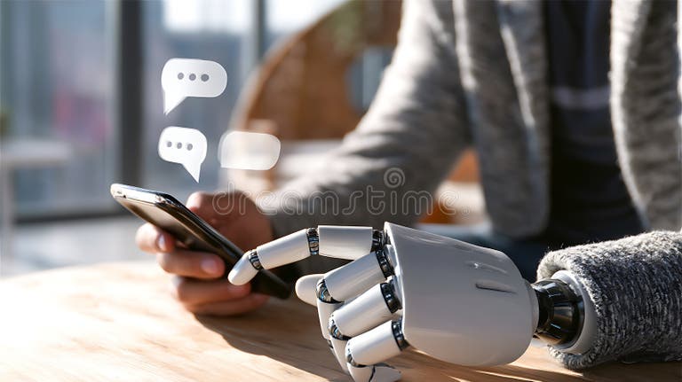 Robot Hand Using Smartphone for Messaging App Human and Artificial ...