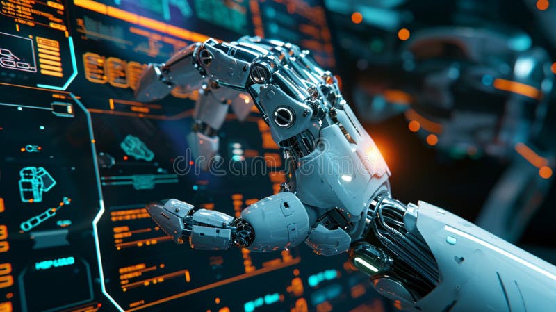 Robot Hand with Virtual Technology Stock Photo - Image of smart, tech ...