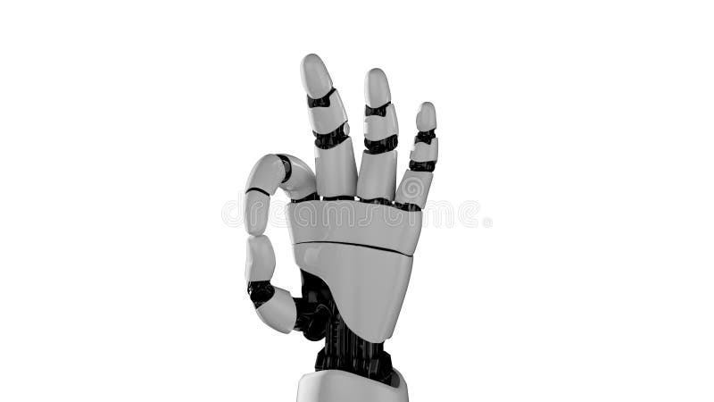 Robot Hand on White Background and Green Screen Generated by 3D ...