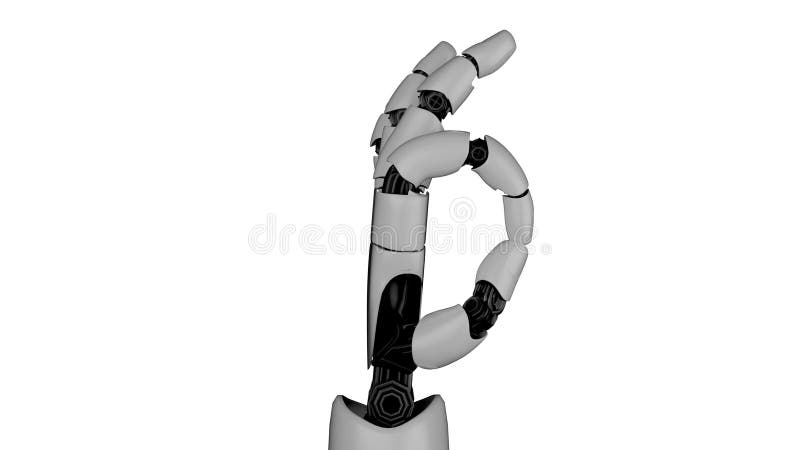 Robot Hand on White Background and Green Screen Generated by 3D ...