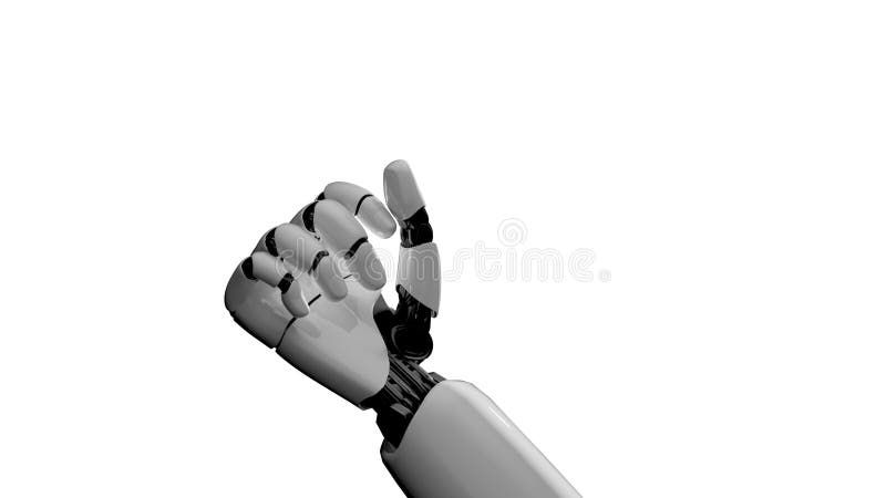 Robot Hand on White Background and Green Screen Generated by 3D ...