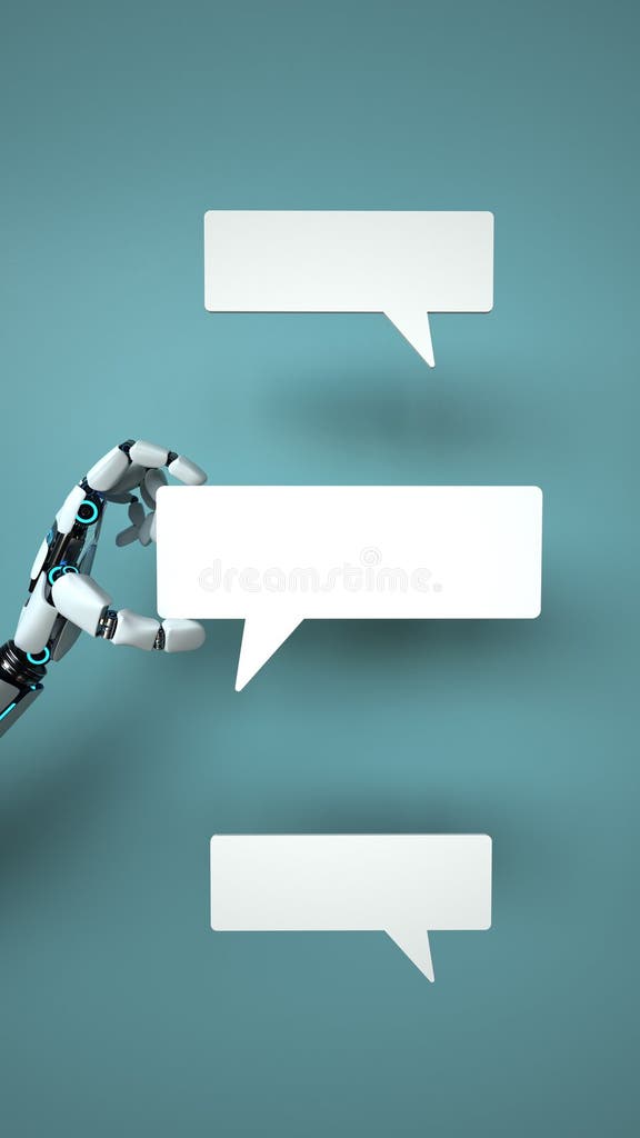 Chat Bot Hand Speech Bubbles Stock Illustration - Illustration of ...