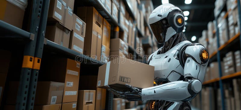 Robot Handling Packages in Modern Warehouse Environment with Shelves ...