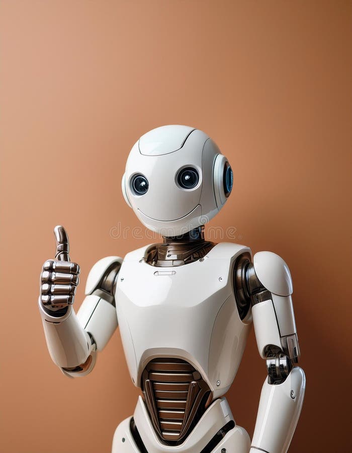 Robot Thumb Up with Artificial Intelligence Stock Photo - Image of ...