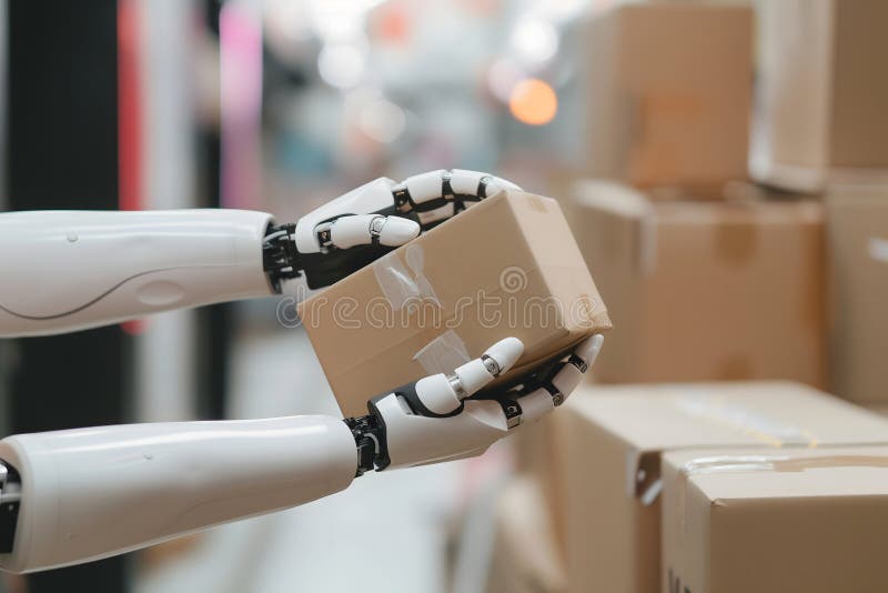 Robot Hands Holding or Giving Cardboard Box Stock Photo - Image of ...