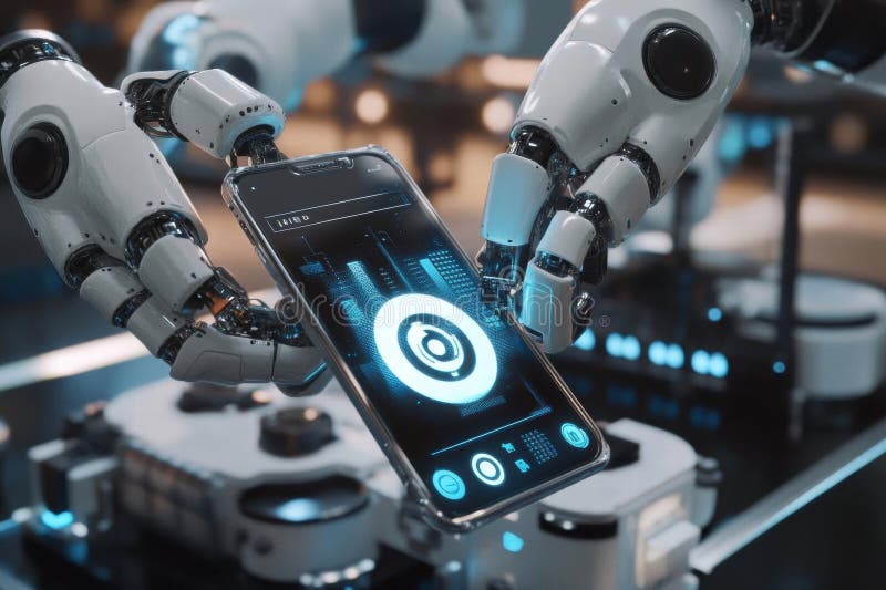 Robot Hands Interact Futuristic Tech Interface Stock Photos - Free & Royalty-Free Stock Photos ...