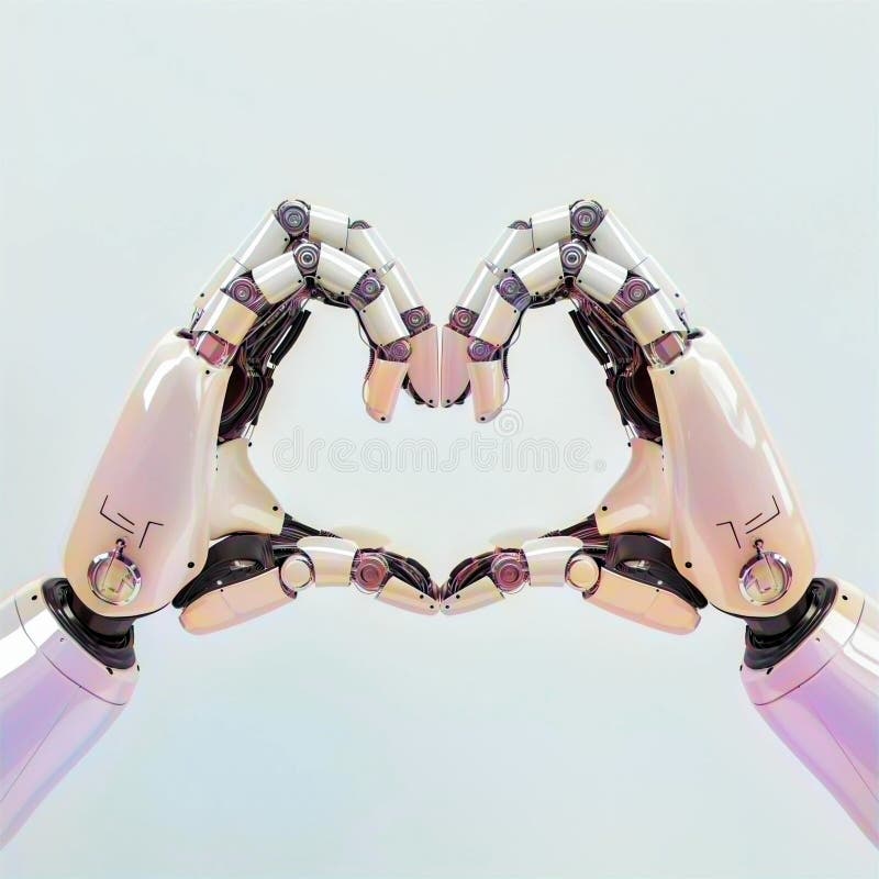 Robot Hands Making a Heart Shape, Technology, Love Stock Image - Image ...