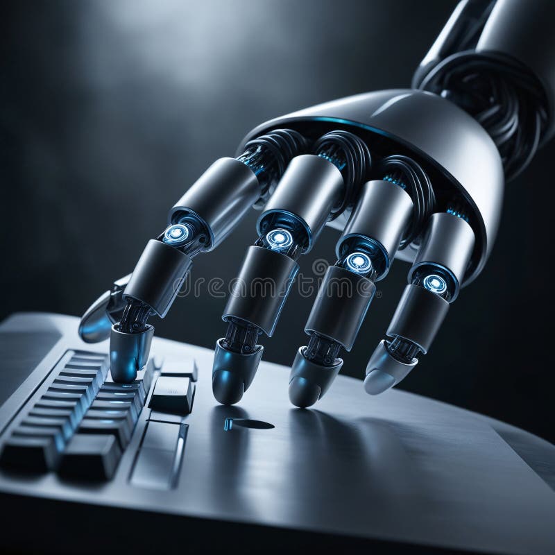 Robot Hands Points To Laptop Buttons, Advisor Chatbot Robotic ...