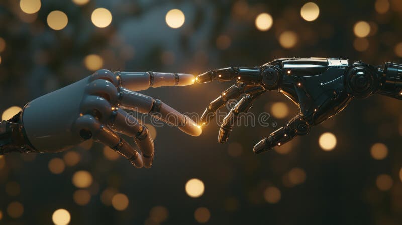 Robot Hands Reaching, Symbolizing Connection, Technology, and Humanity ...