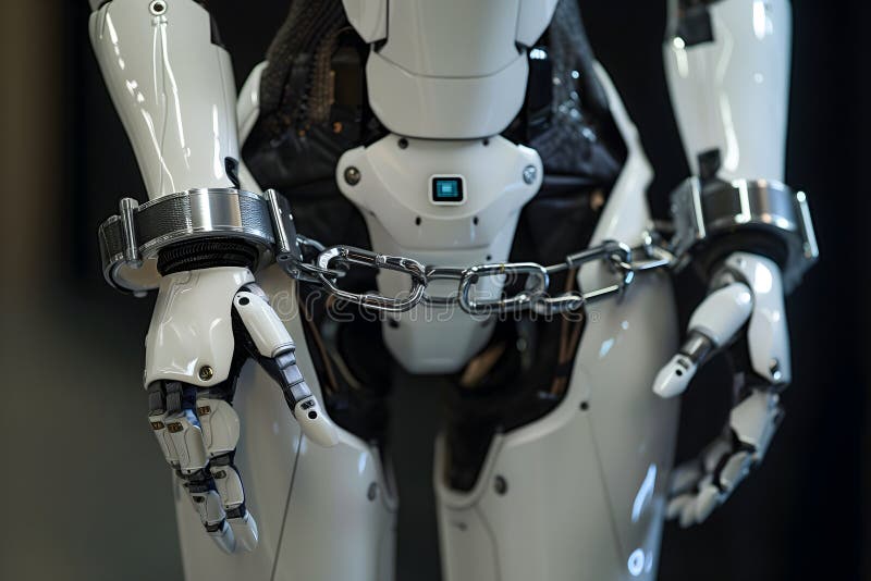 Robot Hands Shackled in Chains for the Concept of Constraints and ...
