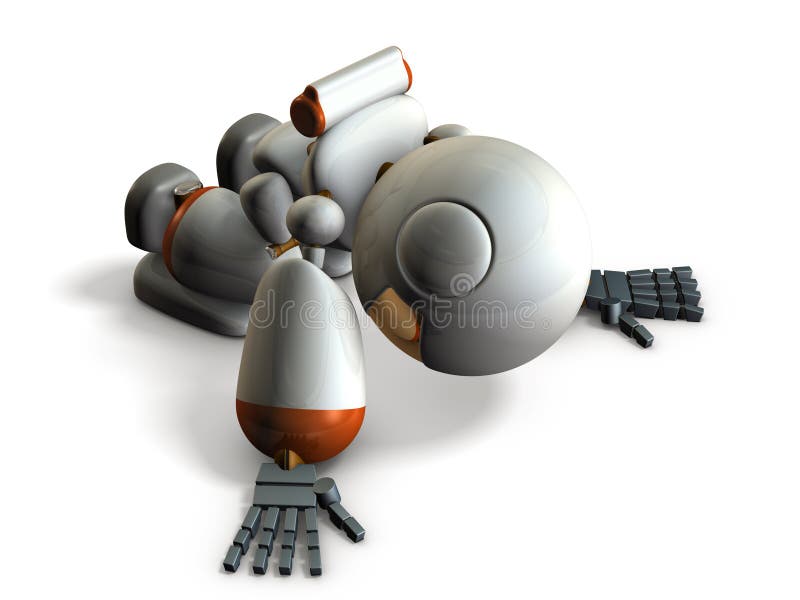 Robot Has Bowed Down because Disappointed. Stock Illustration ...
