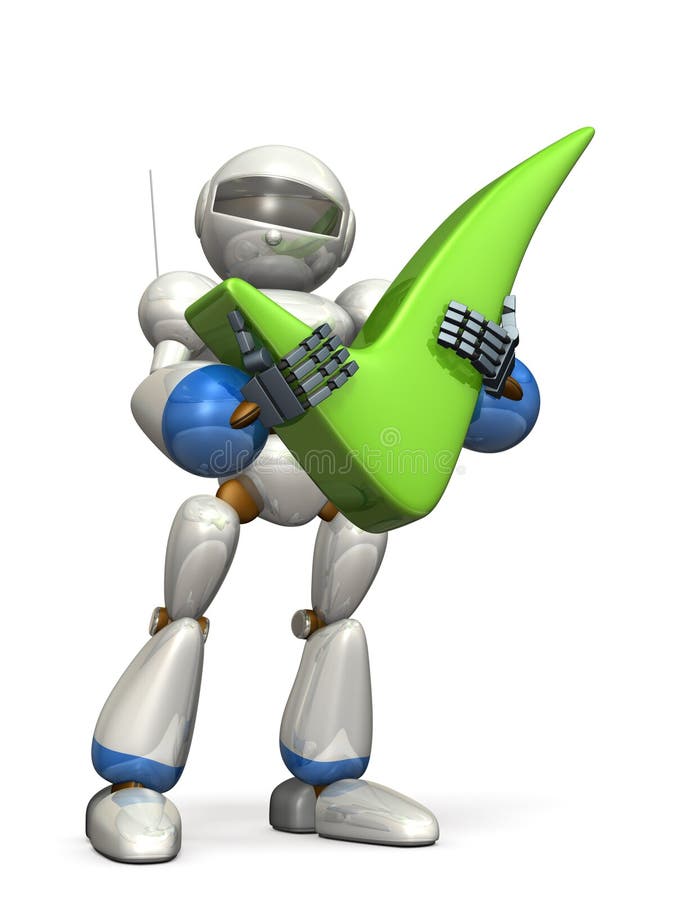 Robot has a check mark. stock illustration. Illustration of rendering ...