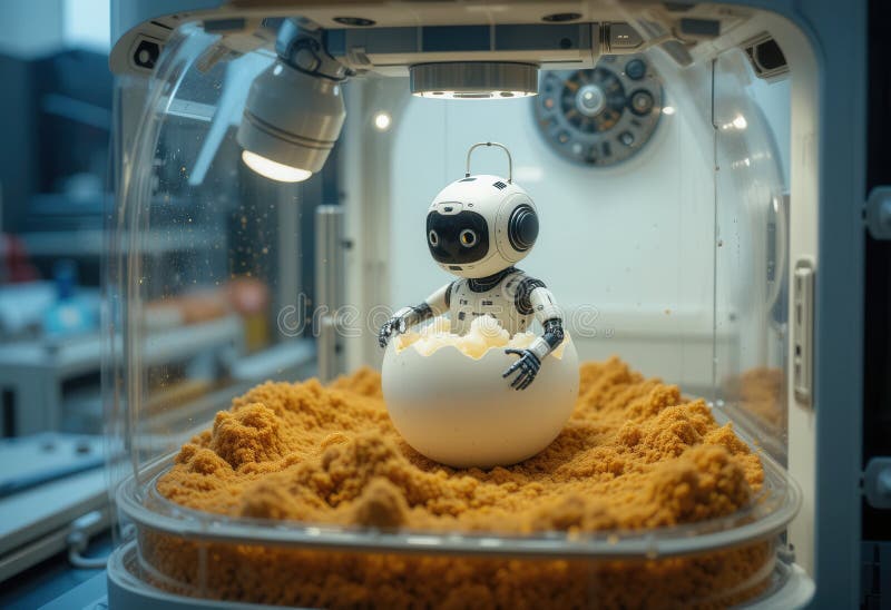 Robot Hatching from Egg-shaped Capsule in High-tech Laboratory Stock ...