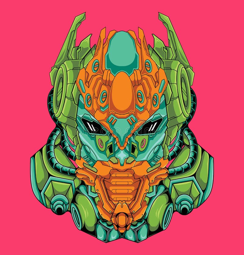 Robot Head Character Vector Illustration Stock Vector - Illustration of ...