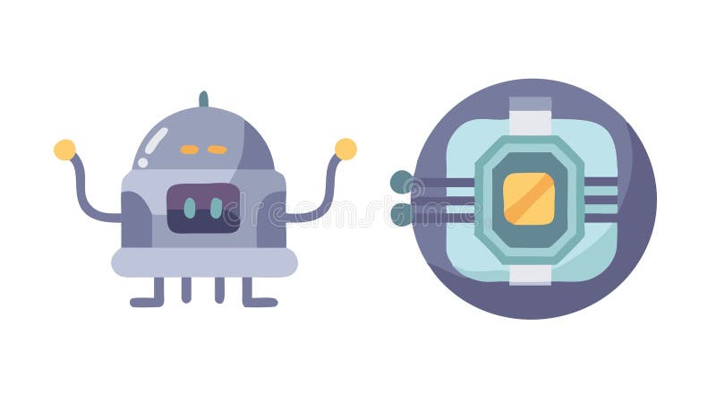 Robot Head with Chip Symbol, AI Robotics Intelligence, Vector Design ...