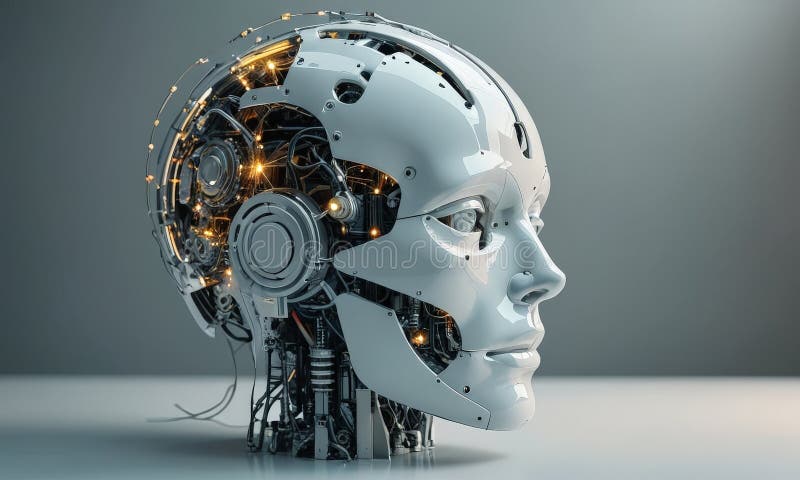 Robot Head with Circuit Inside it Stock Illustration - Illustration of ...